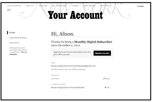 Change My Subscription Type – New York Magazine